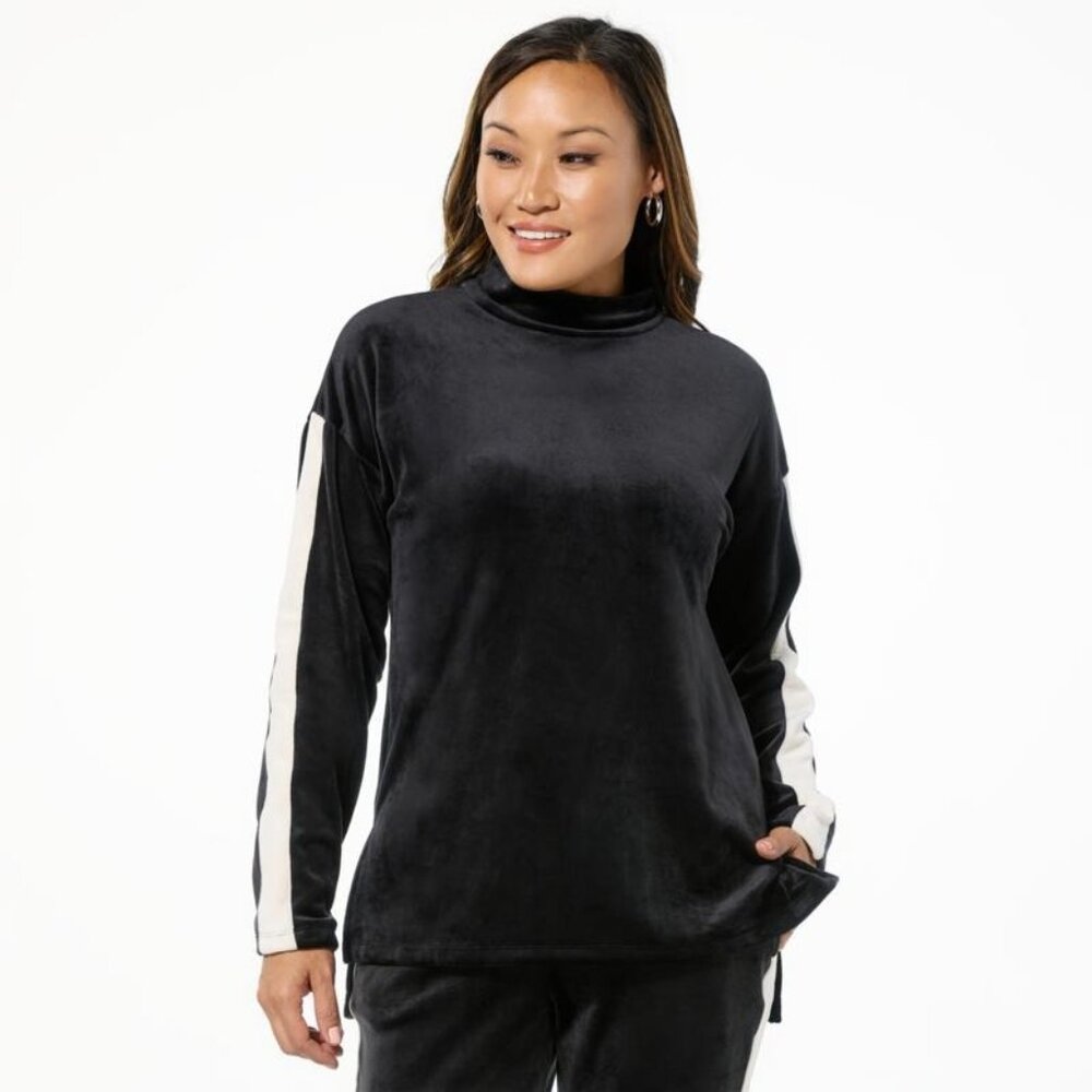 Comfort Code Cuddl Duds Plush Velour Mock Neck Pullov… - Gem